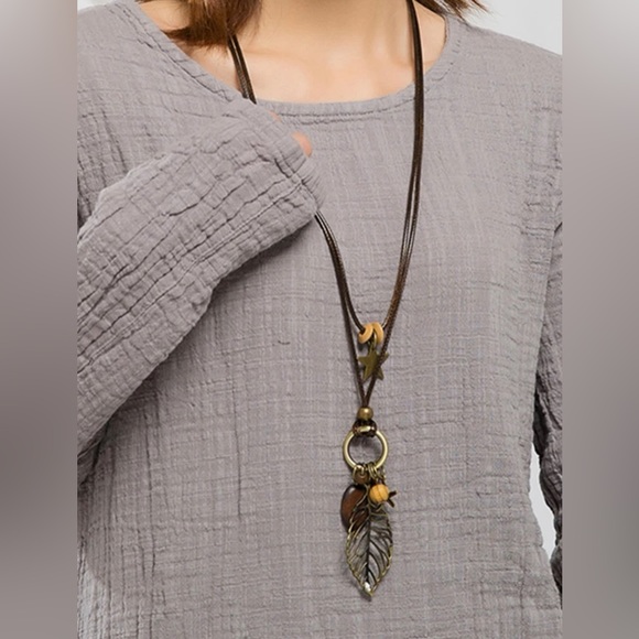 Jewelry | Emery Ruby Leather Layered Pendant Necklace | Poshmark